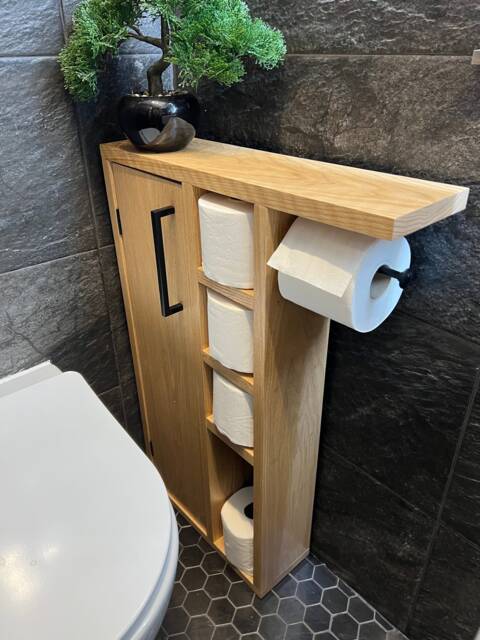 Oak Rustic Wood Toilet Roll Paper Holder Unit by Etsy | ufurnish.com