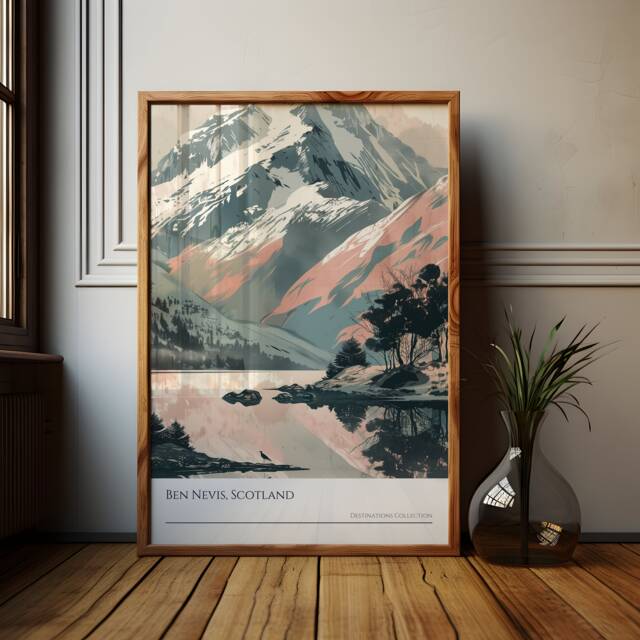 Ben Nevis Mountain Poster, Scotland Wall Art, Print, Three Peaks ...