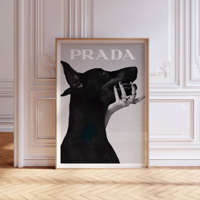 Designer Doberman Print, Fashion Black & White Aesthetic Trendy Wall ...