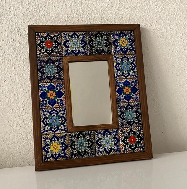 Mexican Tile Mirror, Bohemian Mirror, Hand Crafted Vintage Mirror ...