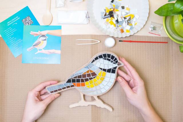 Chickadee Glass Mosaic Christmas Gift Diy Craft Kit Bird by Etsy ...