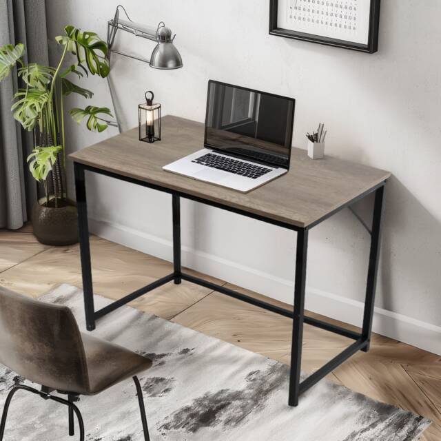 Computer Desk Rustic Light Grey Top With Black Metal Frame by Etsy ...