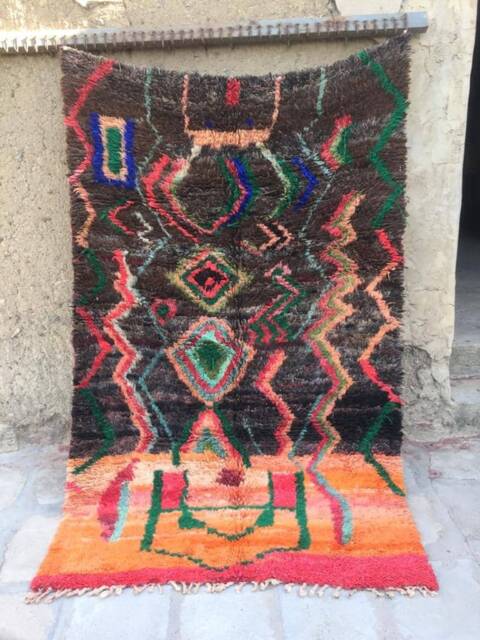 Boujaad Rug 4.5 X7.5 , Rainbow Rug, Morrocan Shag Rag Moroccan Pink ...