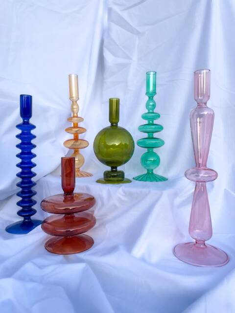 Handmade Coloured Glass Candlesticks - Sculpture Decor by Etsy ...