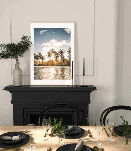 Palm Tree Sunset Print, Neutral Beach Print , Ocean Poster ...