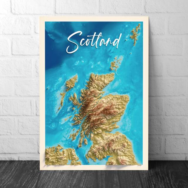 Map Of Scotland - Topographic Print Scottish Wall Art by Etsy ...