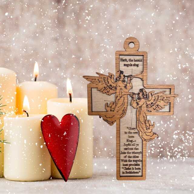 Nativity Tree Bauble, Laser Cut Christmas Ornaments, Cross Design ...