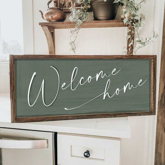 Farmhouse Welcome Home - Wood Framed Sign Front Porch Entryway Sign ...