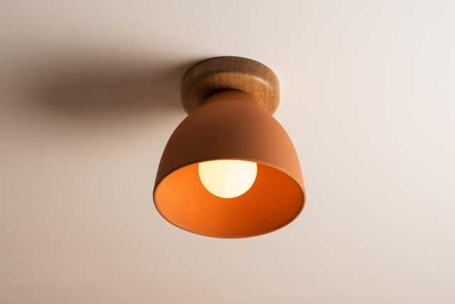Terracotta Element Flush Mount Ceiling Light in Ceramic & Oak by Etsy ...