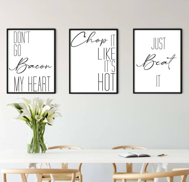 Set Of 3 Funny Joke Kitchen Prints Modern Wall Art Line Home Decor 013 ...
