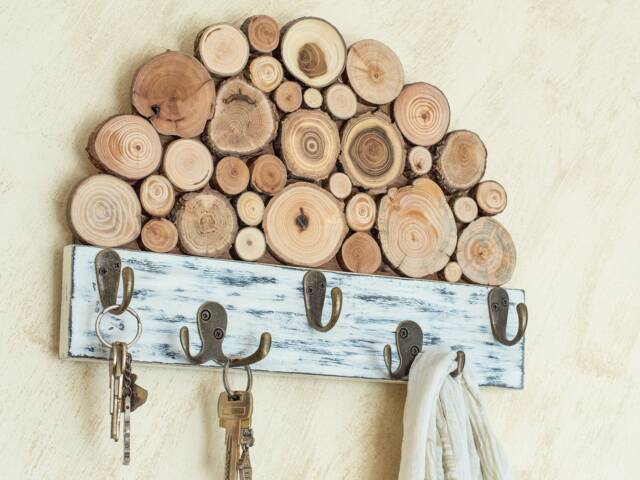 Rustic Wood Key Holder For Wall, Key Organizer Entryway, Coat Rack Wall ...