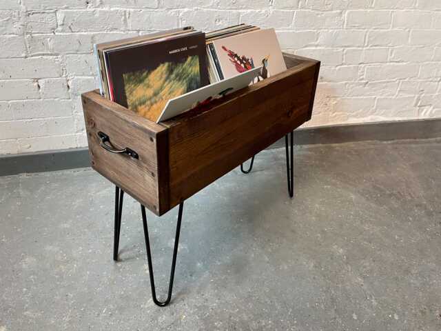 Wooden Record Crate Lp Storage With Hairpin Legs by Etsy | ufurnish.com
