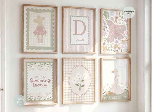 Set Of 3, 6, Girls Nursery Prints, Floral Vintage Style, Bedroom ...