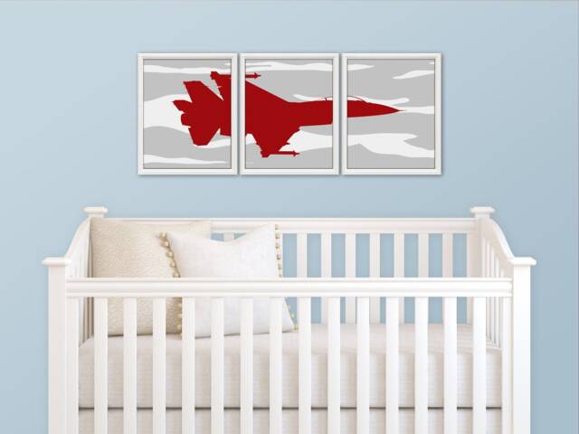 Fighter Jet Wall Art - Airplane Decor, Nursery, Military Decor by Etsy ...