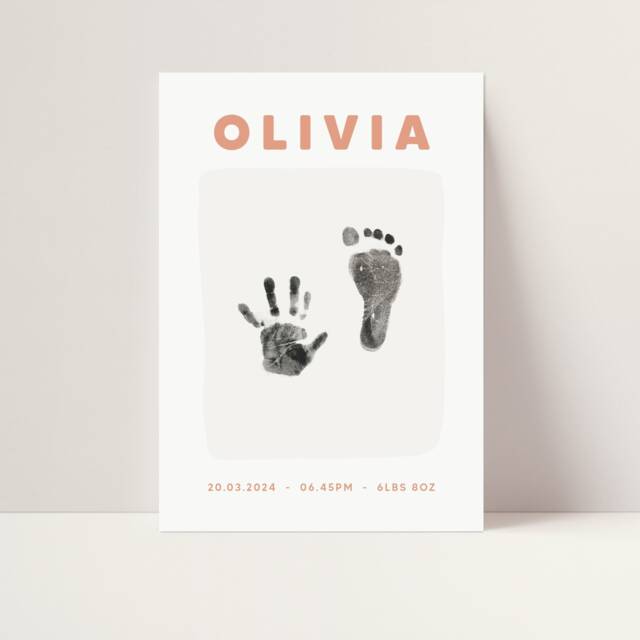 Personalised Nursery Decor Handprint Kit New Baby Gift Birth Details ...
