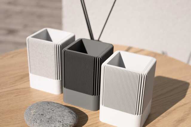 3D Printed Ribbed Desk Organizer Modern Eco-Friendly Pla Storage by ...