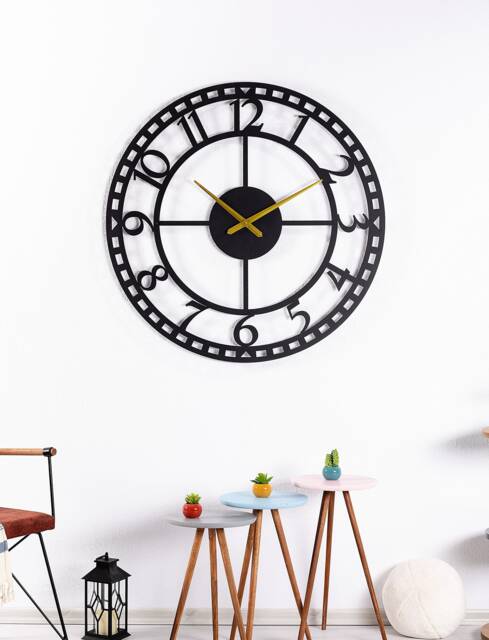 xxl Black Metal Wall Clock, Latin Number Large Modern Unique Minimalist ...