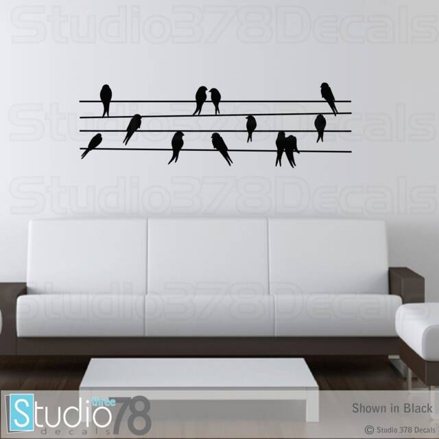 Wall Decals Birds On A Wire Vinyl Decal - Home Decor Lovebirds Sparrows ...