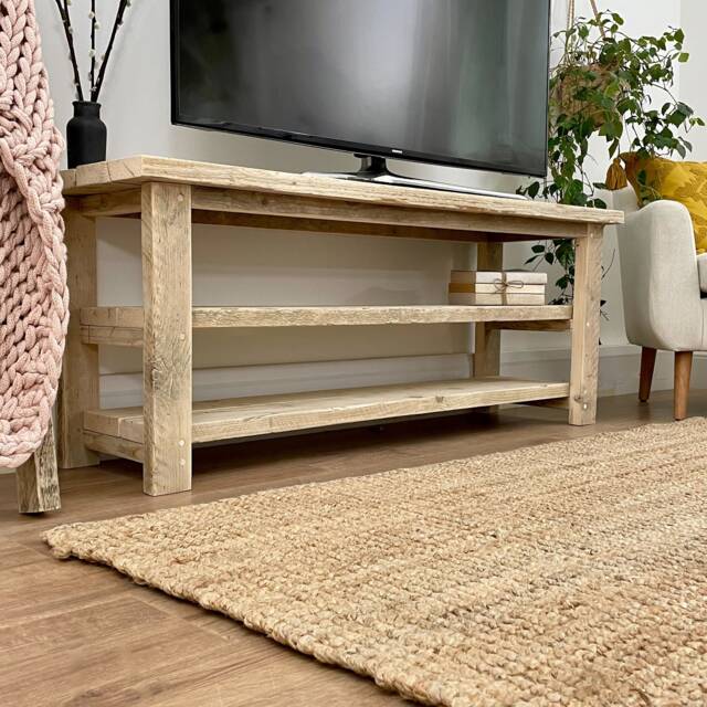 Reclaimed Wood Tv Unit - Rustic Stand Solid Cabinet Ryde by Etsy ...