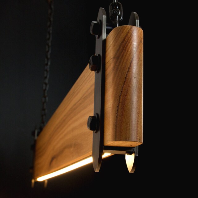 Wood Beam Led Pendant Light No.3 - Remote Control Dimmer Linear ...