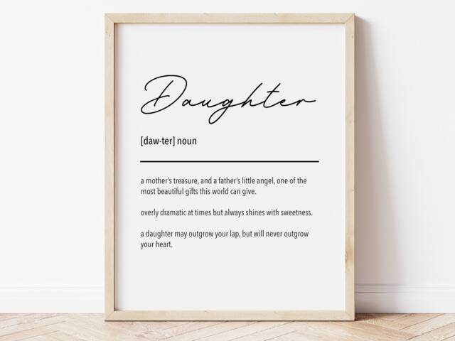 Daughter Definition Print - Gift Quote Home Desk Decor Unique Present ...