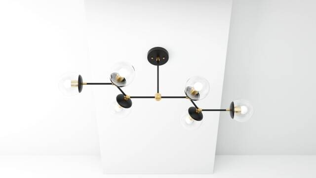 Clear Glass Globe Chandelier - Linear Hanging Fixture Maximalist Mid ...