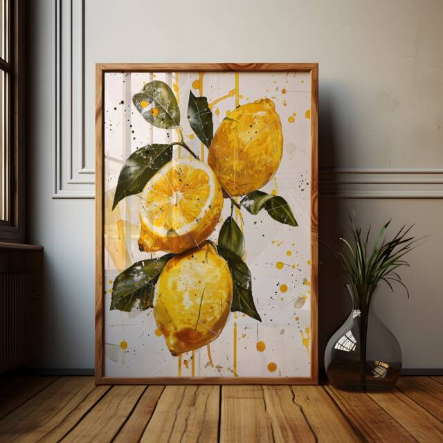 Lemon Poster - Vibrant Kitchen Decor Citrus Fruit Illustration Modern ...