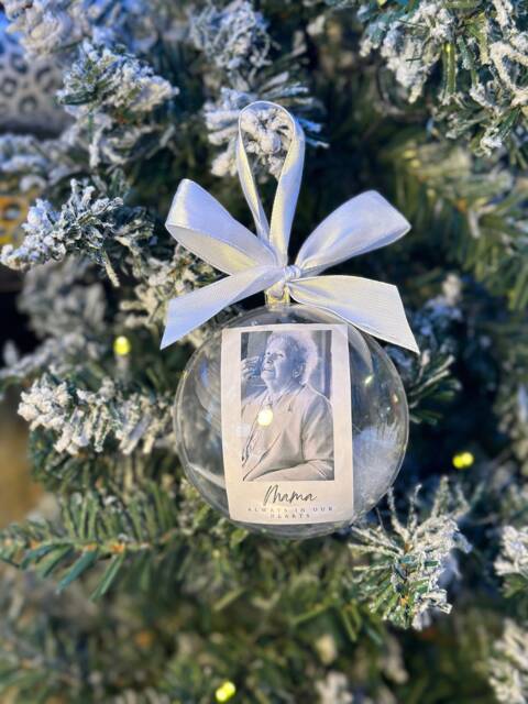 Photo Memorial Memory Bauble, Special Personalised Feathers, Memorial ...