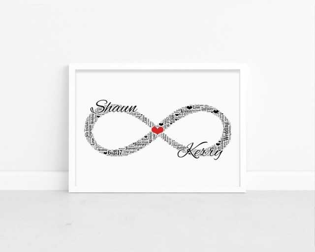 Personalised Infinity Symbol Print - Couples Name Wall Art Valentines ...
