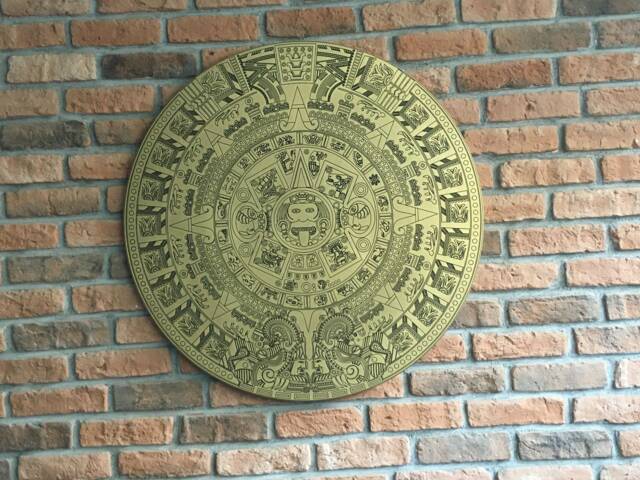Aztec Calender Home Decor Wooden Wall Mayan Wood Gold Painted by Etsy ...
