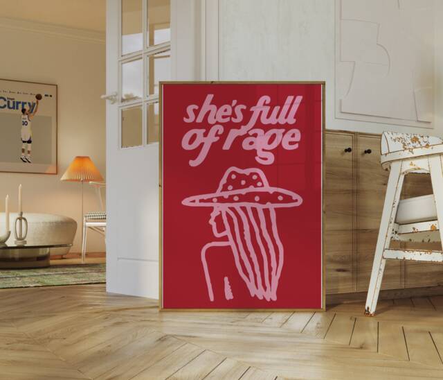 She's Full Of Rage Cowgirl Print, Retro Wall Art, Unique Eclectic ...