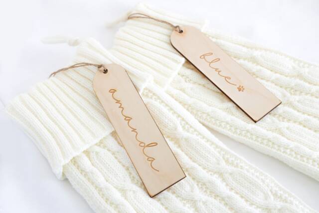 Personalized Stocking Tags - Wooden Name Christmas Labels Present Tags ...