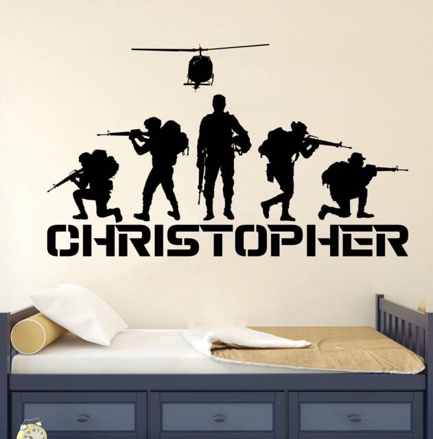 Personalized Wall Decal, Soldier Sticker, War Set Art, Military Decor ...