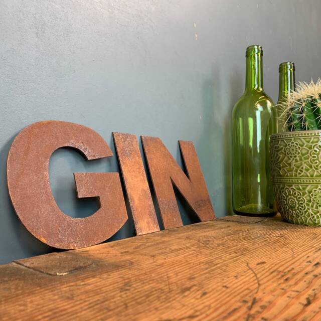 Gin Letters/Metal Wall Art Kitchen Decor Home Bar Sign Shop Drinks ...