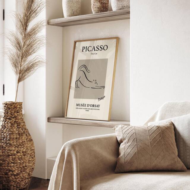 Cat Print, Neutral Wall Art, Pablo Picasso, Beige Decor, Boho Living ...