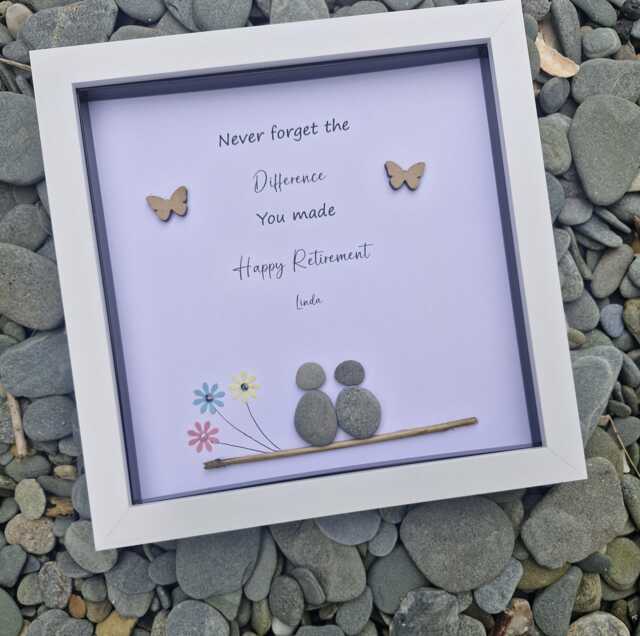 Retirement Personalised Frame, Good Luck Present, Pebble Art Picture ...