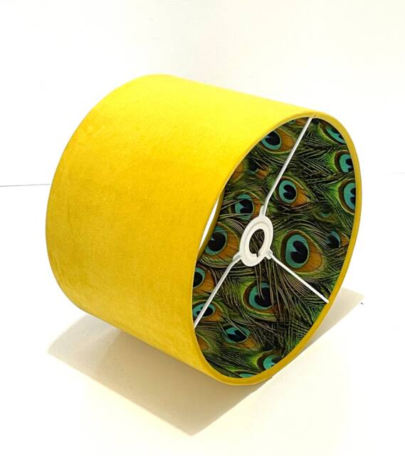 New Luxury Hq Double Sided Lemon Yellow & Peacock Feathers Combination ...