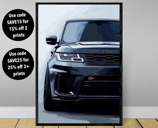Range Rover Sport Svr Poster Print, Poster, Car Supercar Abstract Wall ...