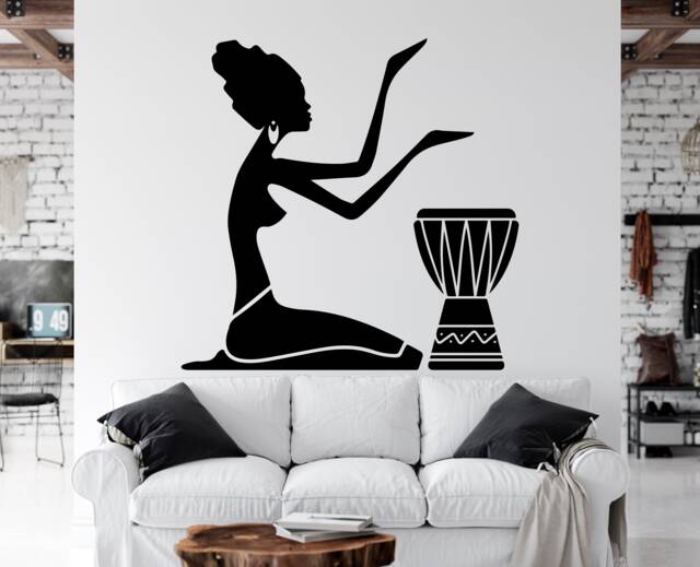 Beautiful African Woman Wall Decal Girl Sticker Quote Beauty Salon Art ...