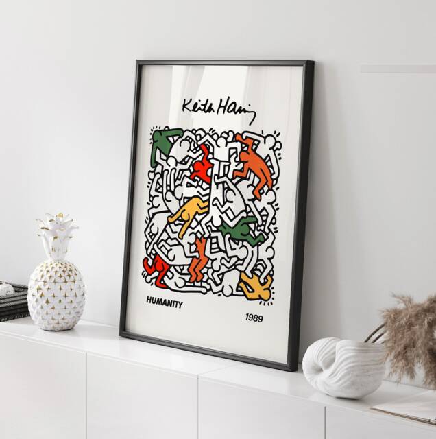 Keith Haring Print, Green Wall Art, Humanity, Colourful Poster, Retro ...