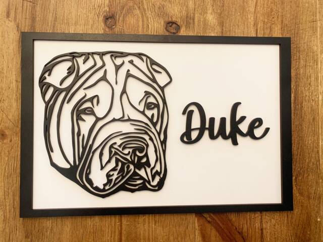 Personalised Shar Pei Wall Art - Shar-Pei Picture Gift Sign Frame Dog ...