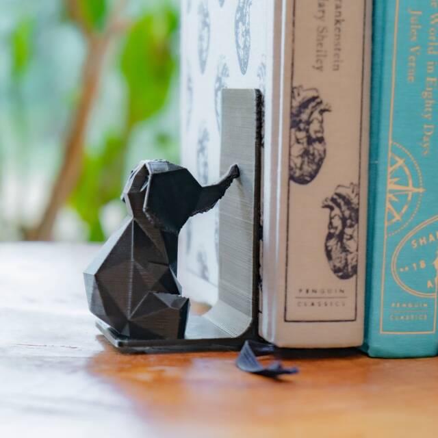 Sitting Elephant Bookend - Cute Book Holder Gift Adorable Animal Figure ...