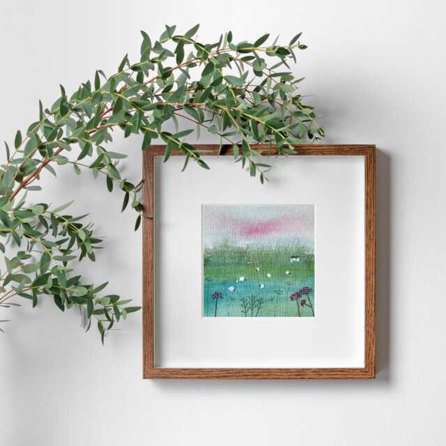 Textile Sunset Landscape With Little Woolly Sheep Picture - Farming Art ...
