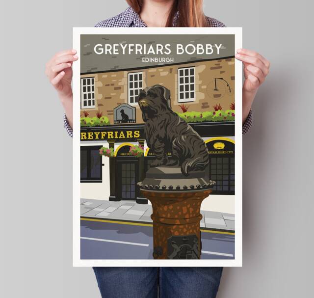 Greyfriars Bobby Print - Edinburgh Travel Poster Scottish Wall Art by ...