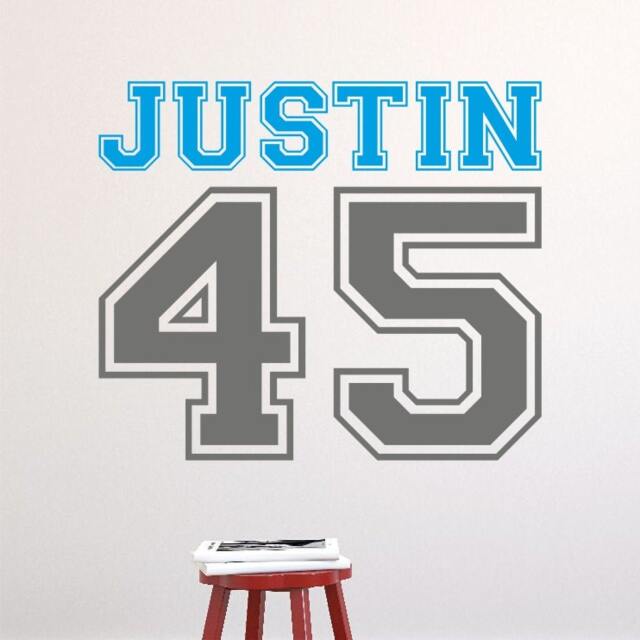 Personalised Varsity Style Number College Name - Wall Sticker Decal ...