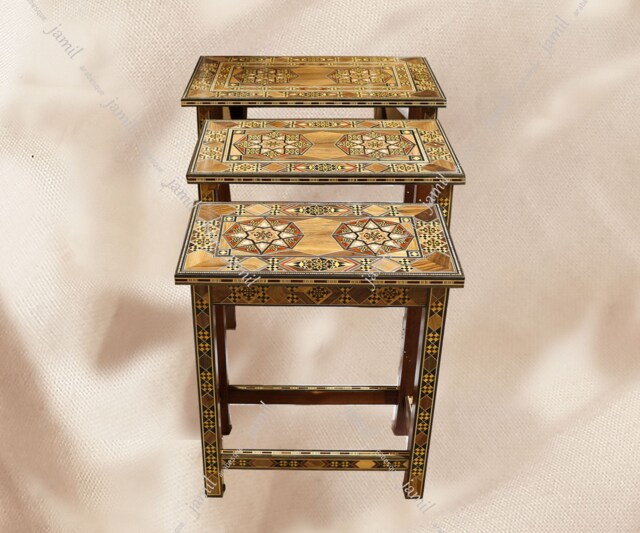 Set Of Three Nesting Table, Tea Coffee Accessories, Side Hand Made ...