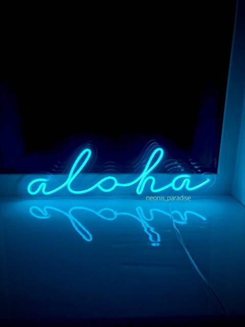 Aloha Neon Sign, Aloha Wall Decor Hawaii Custom Led Beach House Decor ...