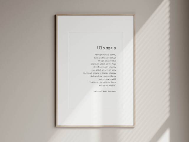 Ulysses Book Quote By Alfred Lord Tennyson Print, Framed Oak Hanger ...