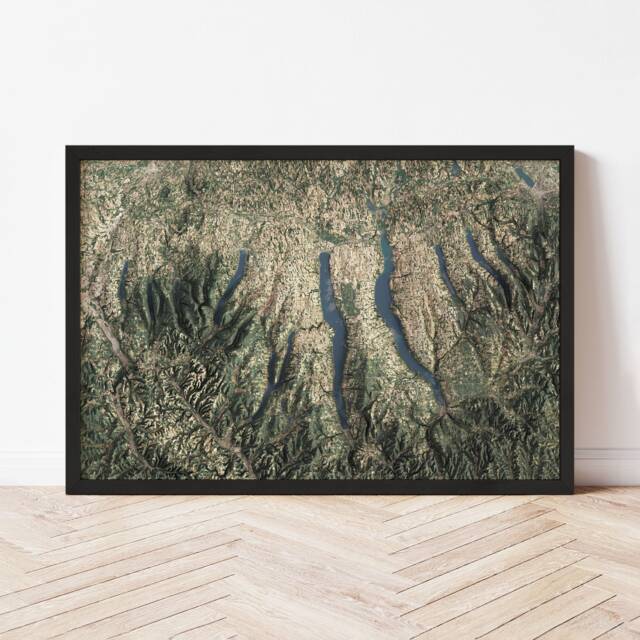 Finger Lakes Topographic Map Satellite Style Gicl??e Print by Etsy ...