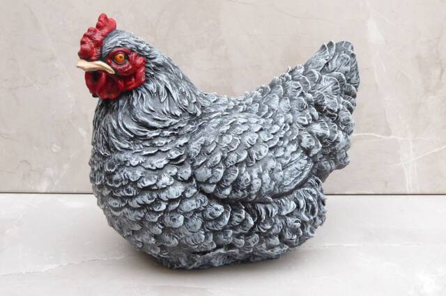 Handcrafted Aged Stone Affect With Some Colour Detail Cast Hen Chicken ...